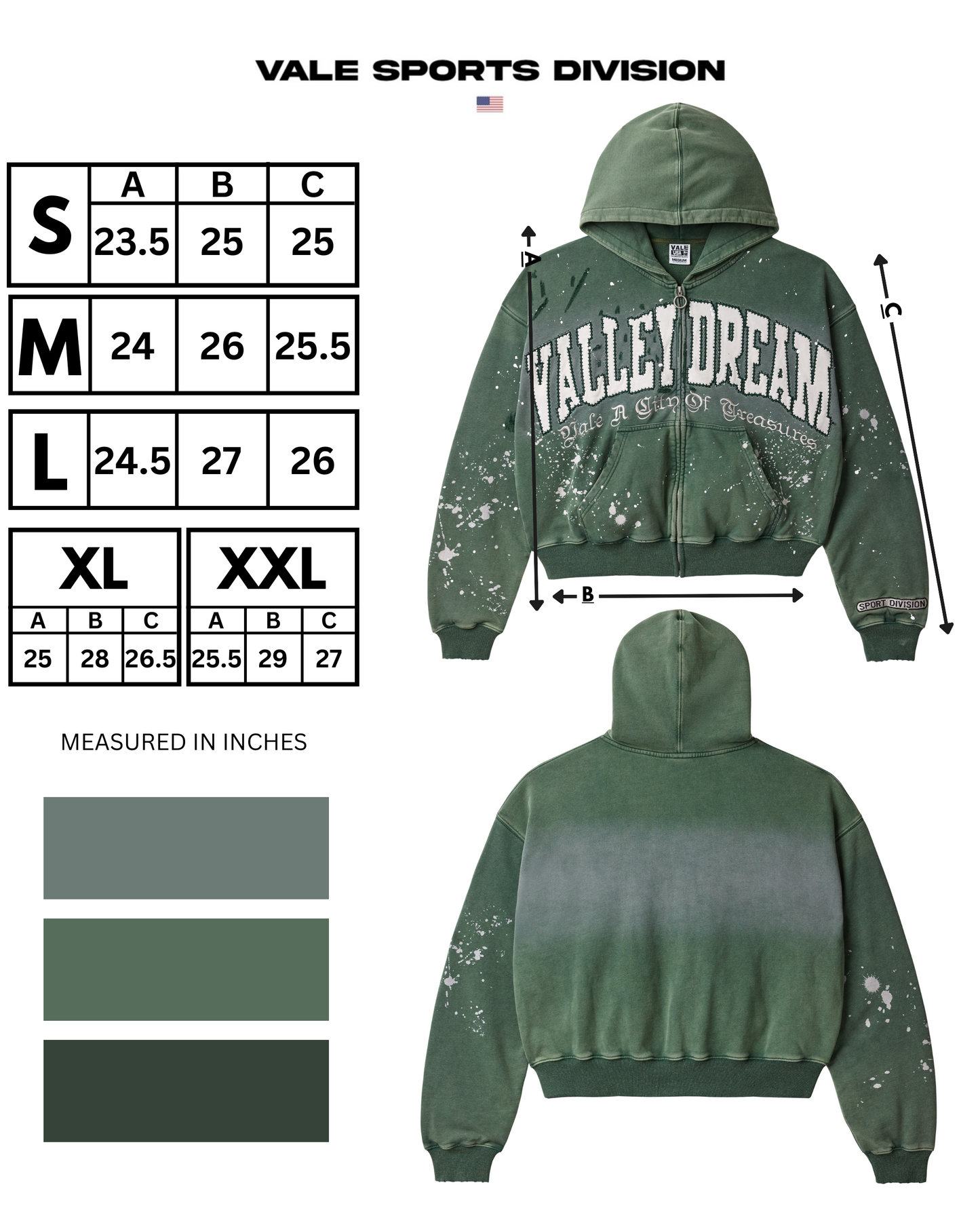 PINE PAINT ZIP UP HOODIE – VALE JERSEY CITY